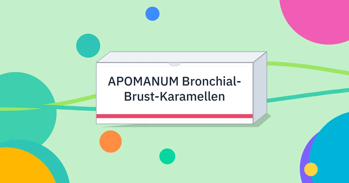 Symbolbild: Packung mit der Aufschrift APOMANUM Bronchial-Brust-Karamellen (PZN 09645187) – Verfügbarkeit und Bezug in Apotheken in Frankfurt am Main