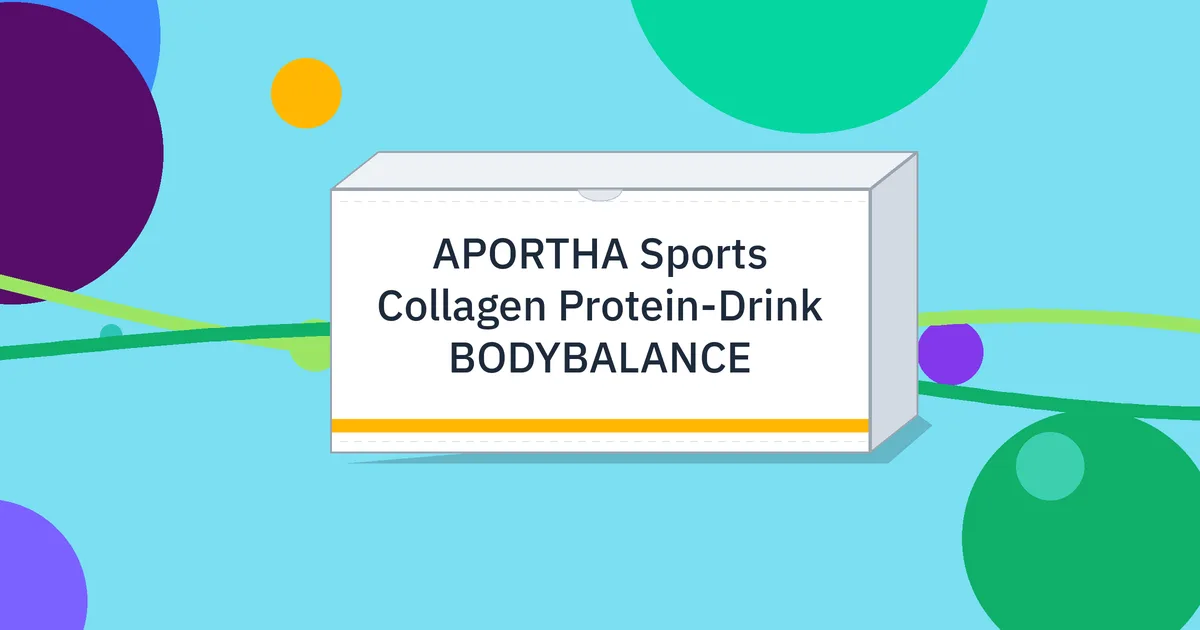 Symbolbild: Packung mit der Aufschrift APORTHA Sports Collagen Protein-Drink BODYBALANCE (PZN 19536157) – Verfügbarkeit und Bezug in Apotheken in Frankfurt am Main
