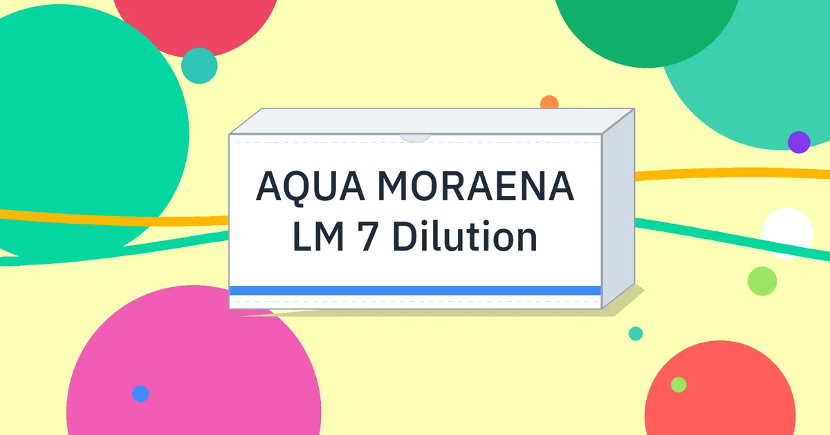 Symbolbild: Packung mit der Aufschrift AQUA MORAENA LM 7 Dilution (PZN 13755295) – Verfügbarkeit und Bezug in Apotheken in Frankfurt am Main