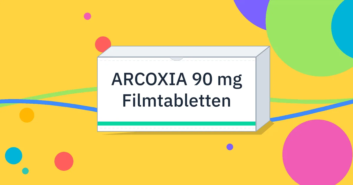 Symbolbild: Packung mit der Aufschrift ARCOXIA 90 mg Filmtabletten (PZN 10942252) – Verfügbarkeit und Bezug in Apotheken in Frankfurt am Main