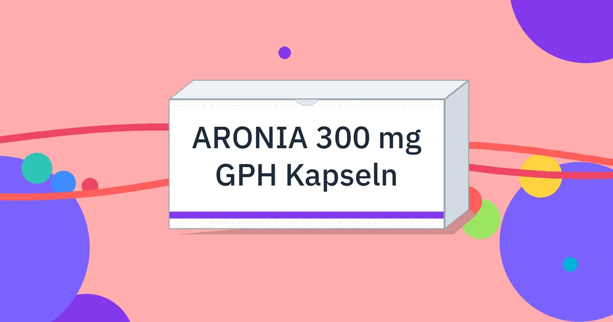 Symbolbild: Packung mit der Aufschrift ARONIA 300 mg GPH Kapseln (PZN 13359694) – Verfügbarkeit und Bezug in Apotheken in Frankfurt am Main
