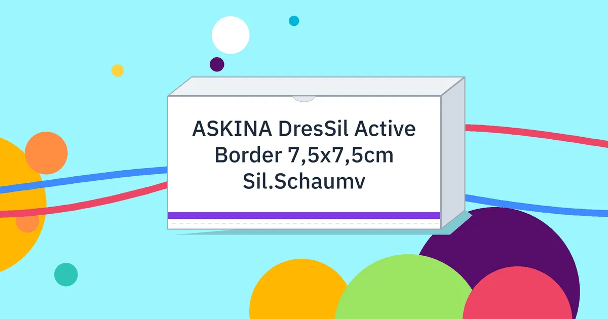 Symbolbild: Packung mit der Aufschrift ASKINA DresSil Active Border 7,5x7,5cm Sil.Schaumv (PZN 19839892) – Verfügbarkeit und Bezug in Apotheken in Frankfurt am Main