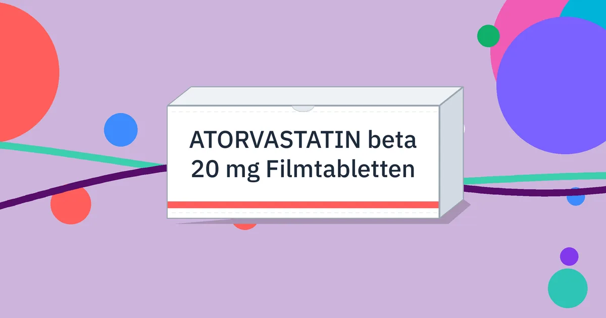 Symbolbild: Packung mit der Aufschrift ATORVASTATIN beta 20 mg Filmtabletten (PZN 17453852) – Verfügbarkeit und Bezug in Apotheken in Frankfurt am Main