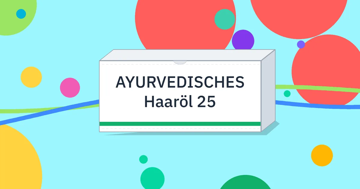 Symbolbild: Packung mit der Aufschrift AYURVEDISCHES Haaröl 25 (PZN 07251828) – Verfügbarkeit und Bezug in Apotheken in Frankfurt am Main