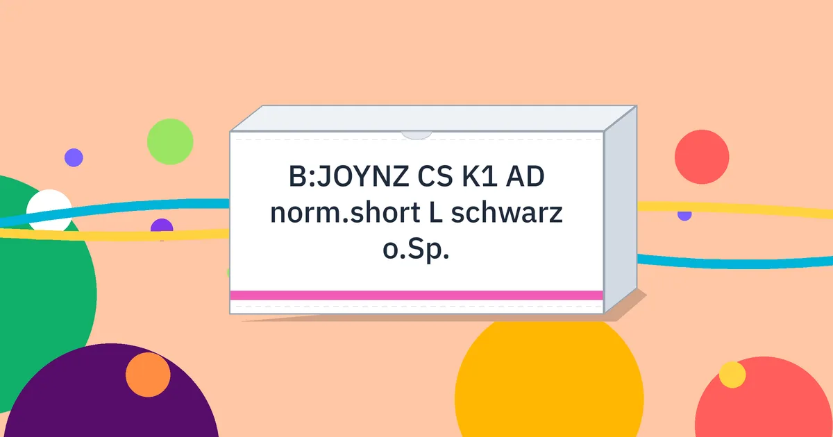 Symbolbild: Packung mit der Aufschrift B:JOYNZ CS K1 AD norm.short L schwarz o.Sp. (PZN 20527956) – Verfügbarkeit und Bezug in Apotheken in Frankfurt am Main