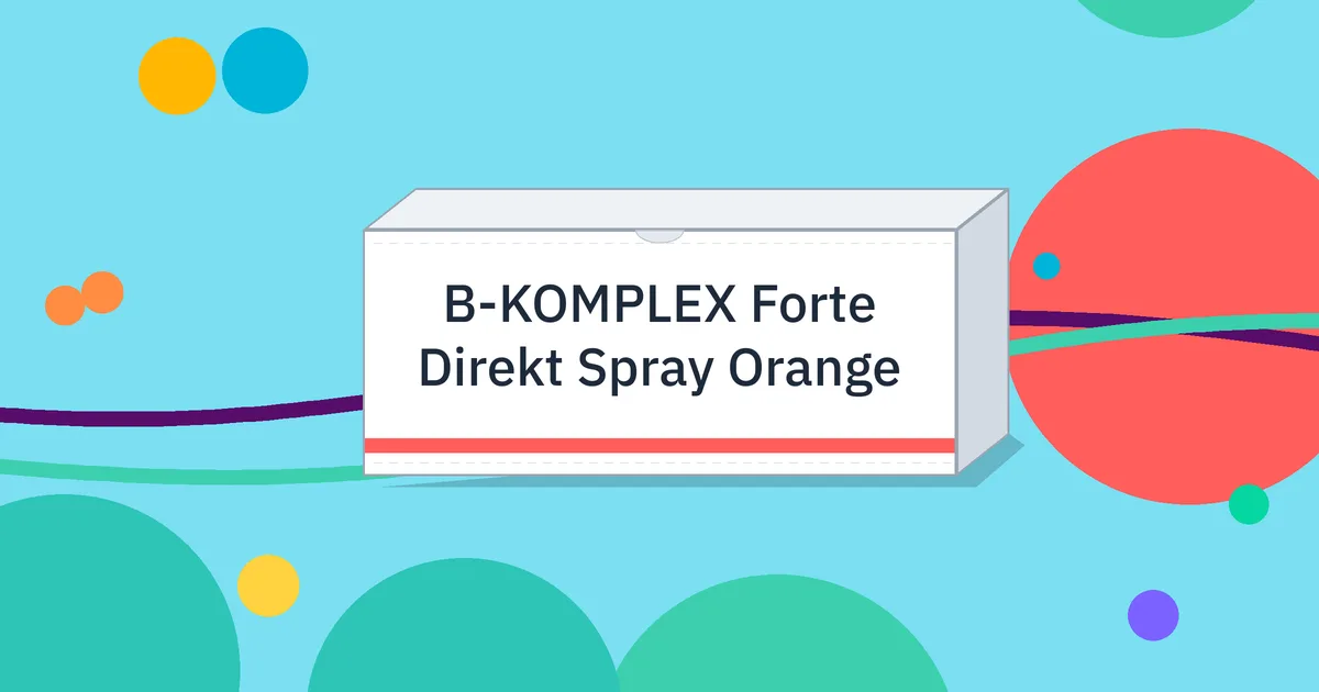 Symbolbild: Packung mit der Aufschrift B-KOMPLEX Forte Direkt Spray Orange (PZN 18129527) – Verfügbarkeit und Bezug in Apotheken in Frankfurt am Main
