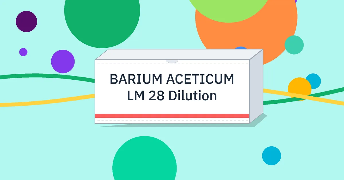 Symbolbild: Packung mit der Aufschrift BARIUM ACETICUM LM 28 Dilution (PZN 12788708) – Verfügbarkeit und Bezug in Apotheken in Frankfurt am Main