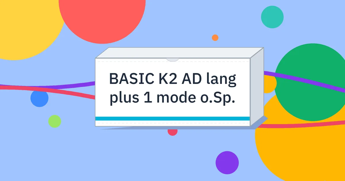 Symbolbild: Packung mit der Aufschrift BASIC K2 AD lang plus 1 mode o.Sp. (PZN 20263724) – Verfügbarkeit und Bezug in Apotheken in Frankfurt am Main