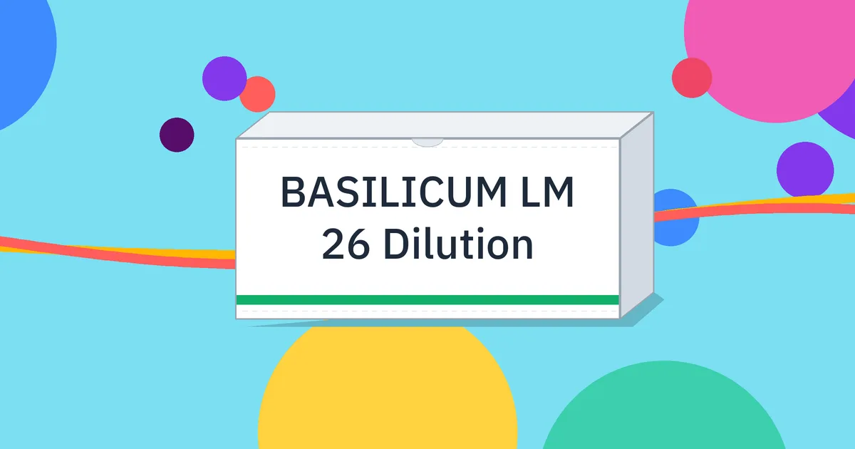 Symbolbild: Packung mit der Aufschrift BASILICUM LM 26 Dilution (PZN 12790912) – Verfügbarkeit und Bezug in Apotheken in Frankfurt am Main