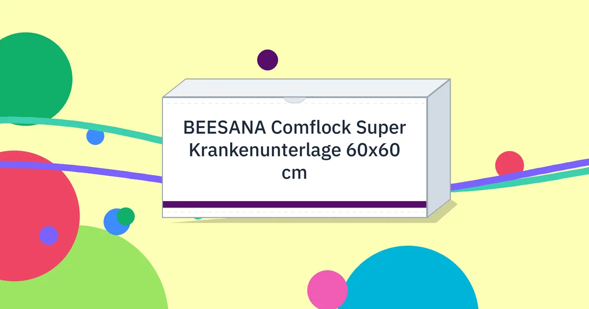 Symbolbild: Packung mit der Aufschrift BEESANA Comflock Super Krankenunterlage 60x60 cm (PZN 04136104) – Verfügbarkeit und Bezug in Apotheken in Frankfurt am Main