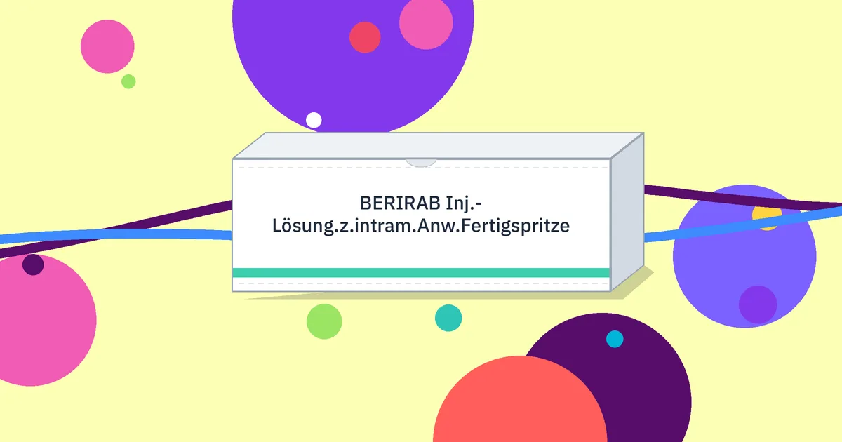 Symbolbild: Packung mit der Aufschrift BERIRAB Inj.-Lösung.z.intram.Anw.Fertigspritze (PZN 04616548) – Verfügbarkeit und Bezug in Apotheken in Frankfurt am Main