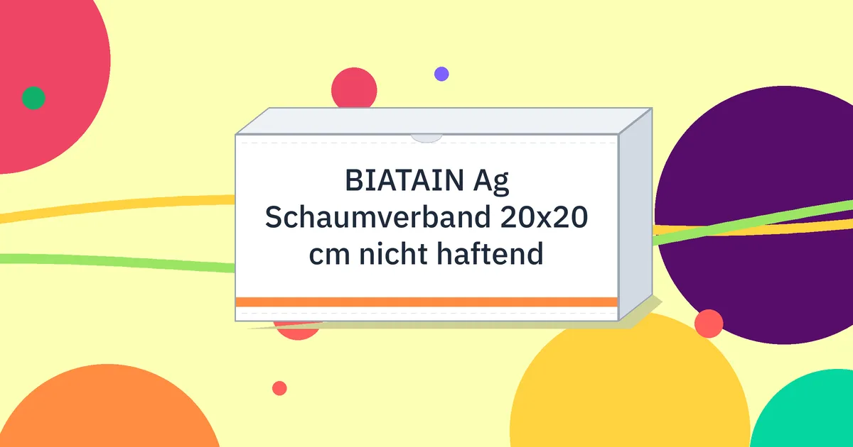 Symbolbild: Packung mit der Aufschrift BIATAIN Ag Schaumverband 20x20 cm nicht haftend (PZN 11116941) – Verfügbarkeit und Bezug in Apotheken in Frankfurt am Main