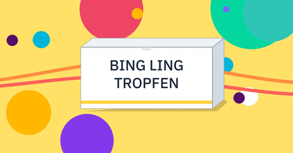 Symbolbild: Packung mit der Aufschrift BING LING TROPFEN (PZN 17623596) – Verfügbarkeit und Bezug in Apotheken in Frankfurt am Main