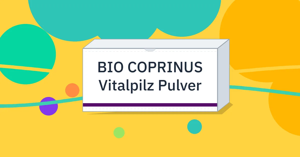 Symbolbild: Packung mit der Aufschrift BIO COPRINUS Vitalpilz Pulver (PZN 19824985) – Verfügbarkeit und Bezug in Apotheken in Frankfurt am Main