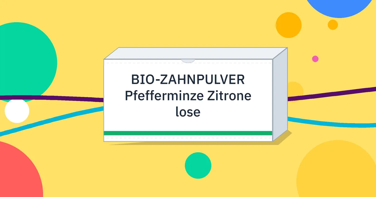 Symbolbild: Packung mit der Aufschrift BIO-ZAHNPULVER Pfefferminze Zitrone lose (PZN 18326943) – Verfügbarkeit und Bezug in Apotheken in Frankfurt am Main