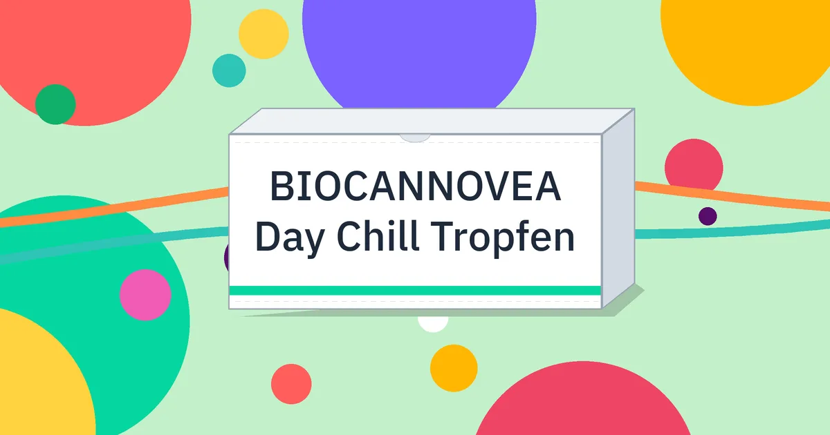Symbolbild: Packung mit der Aufschrift BIOCANNOVEA Day Chill Tropfen (PZN 17852032) – Verfügbarkeit und Bezug in Apotheken in Frankfurt am Main