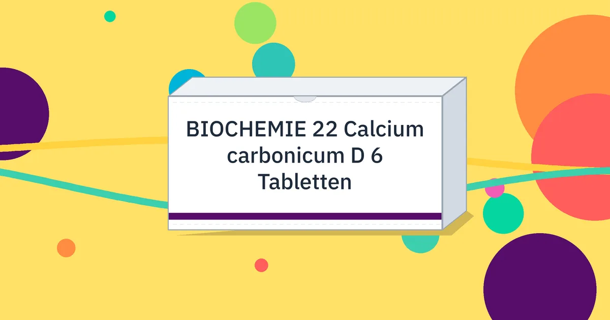 Symbolbild: Packung mit der Aufschrift BIOCHEMIE 22 Calcium carbonicum D 6 Tabletten (PZN 04325242) – Verfügbarkeit und Bezug in Apotheken in Frankfurt am Main