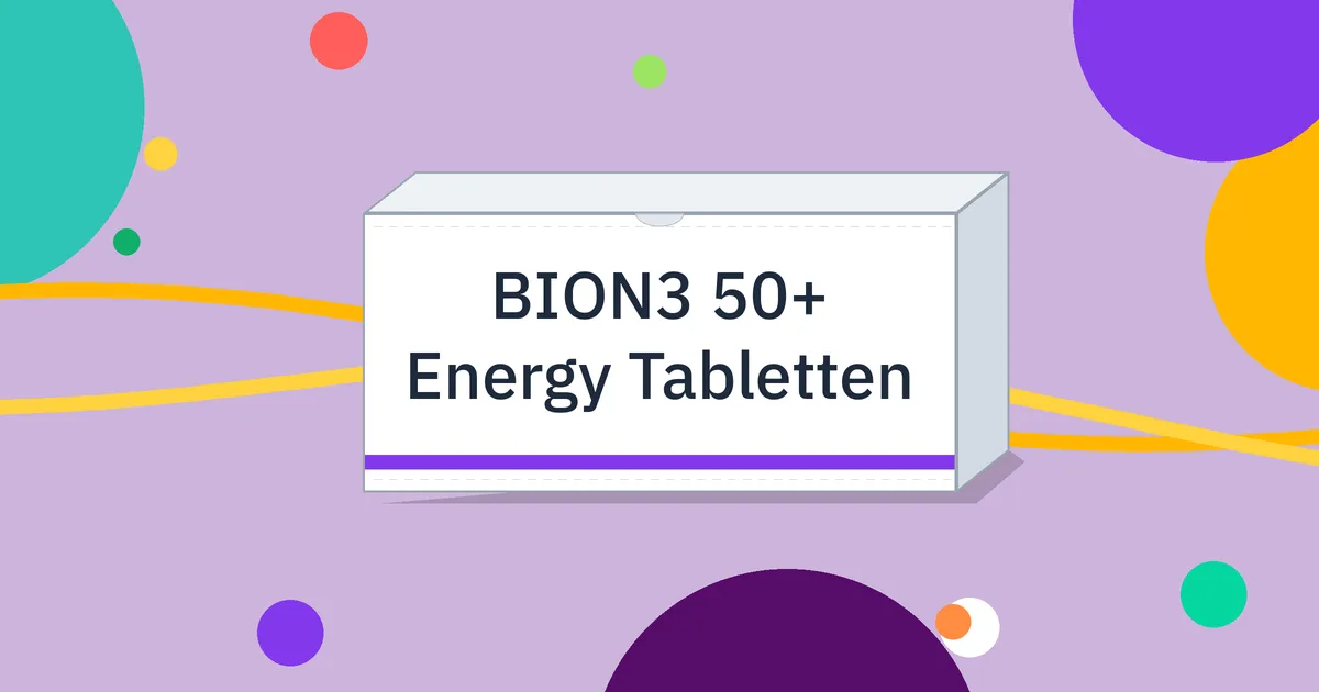 Symbolbild: Packung mit der Aufschrift BION3 50+ Energy Tabletten (PZN 18010789) – Verfügbarkeit und Bezug in Apotheken in Frankfurt am Main