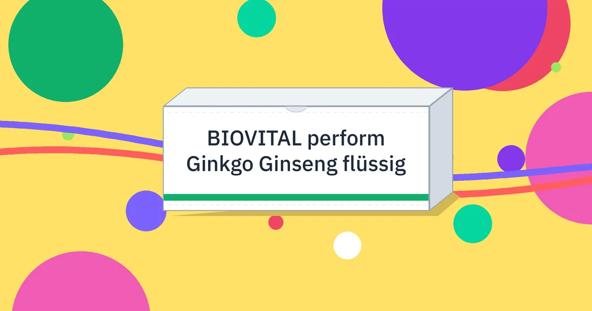Symbolbild: Packung mit der Aufschrift BIOVITAL perform Ginkgo Ginseng flüssig (PZN 09719715) – Verfügbarkeit und Bezug in Apotheken in Frankfurt am Main