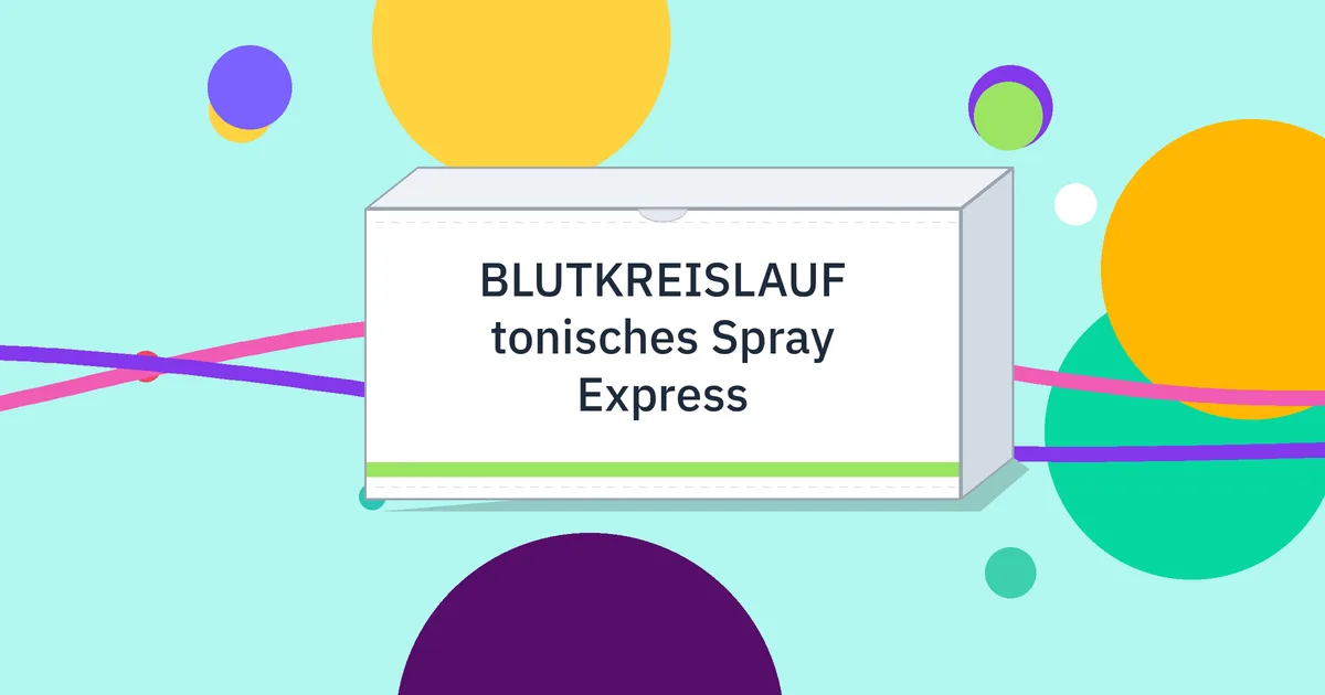 Symbolbild: Packung mit der Aufschrift BLUTKREISLAUF tonisches Spray Express (PZN 18899509) – Verfügbarkeit und Bezug in Apotheken in Frankfurt am Main