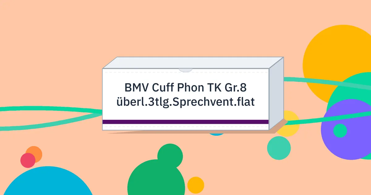 Symbolbild: Packung mit der Aufschrift BMV Cuff Phon TK Gr.8 überl.3tlg.Sprechvent.flat (PZN 18384308) – Verfügbarkeit und Bezug in Apotheken in Frankfurt am Main