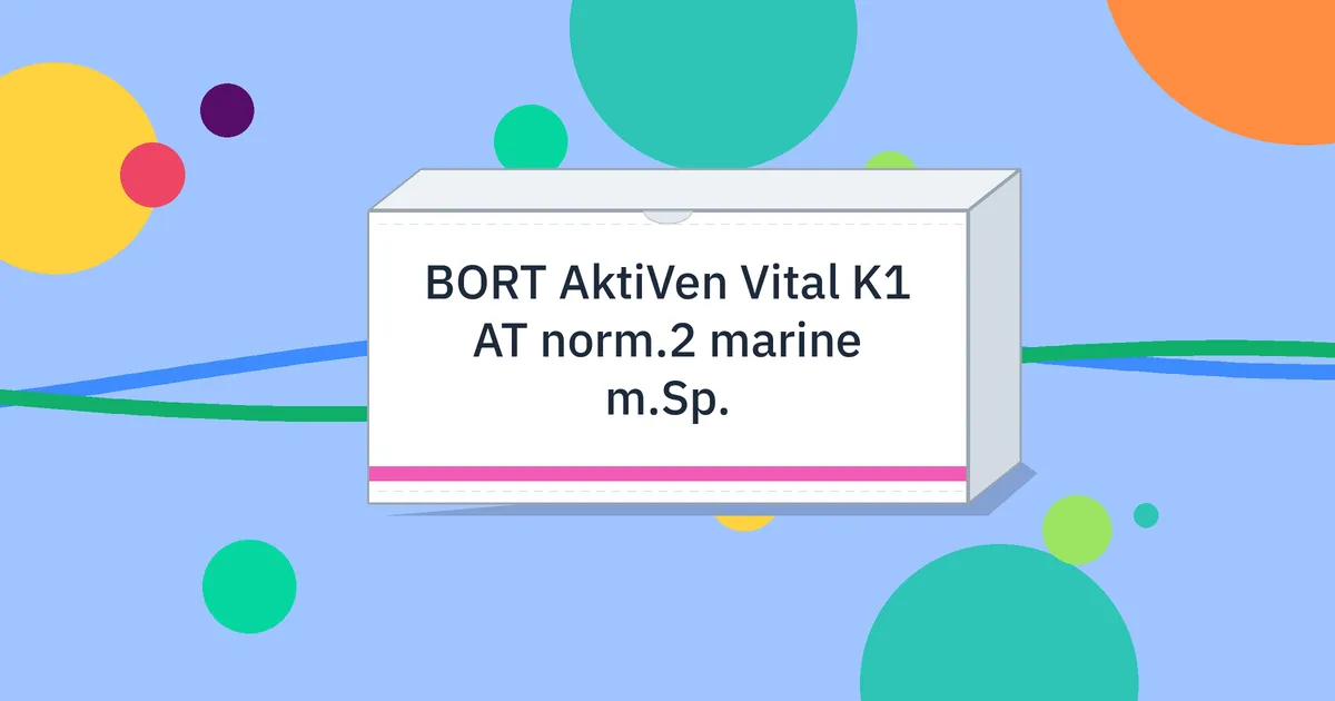Symbolbild: Packung mit der Aufschrift BORT AktiVen Vital K1 AT norm.2 marine m.Sp. (PZN 13741146) – Verfügbarkeit und Bezug in Apotheken in Frankfurt am Main