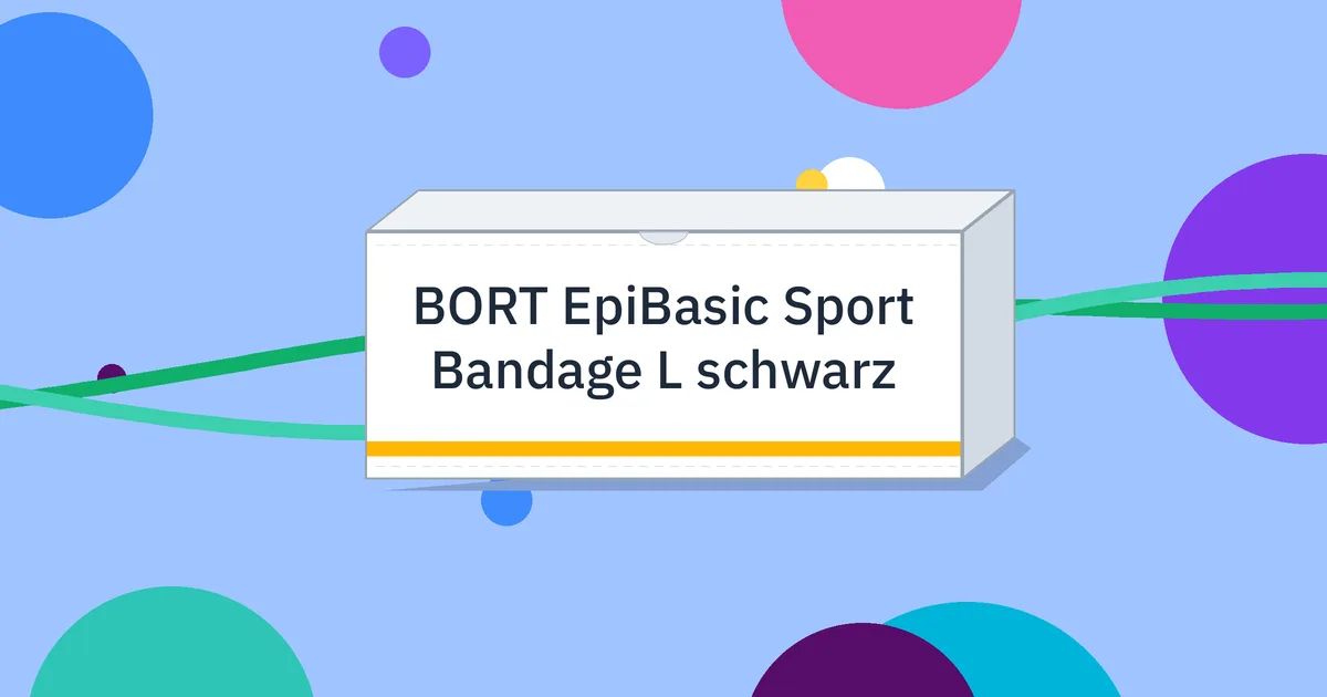 Symbolbild: Packung mit der Aufschrift BORT EpiBasic Sport Bandage L schwarz (PZN 09777339) – Verfügbarkeit und Bezug in Apotheken in Frankfurt am Main