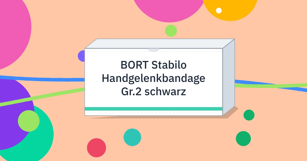 Symbolbild: Packung mit der Aufschrift BORT Stabilo Handgelenkbandage Gr.2 schwarz (PZN 04654129) – Verfügbarkeit und Bezug in Apotheken in Frankfurt am Main