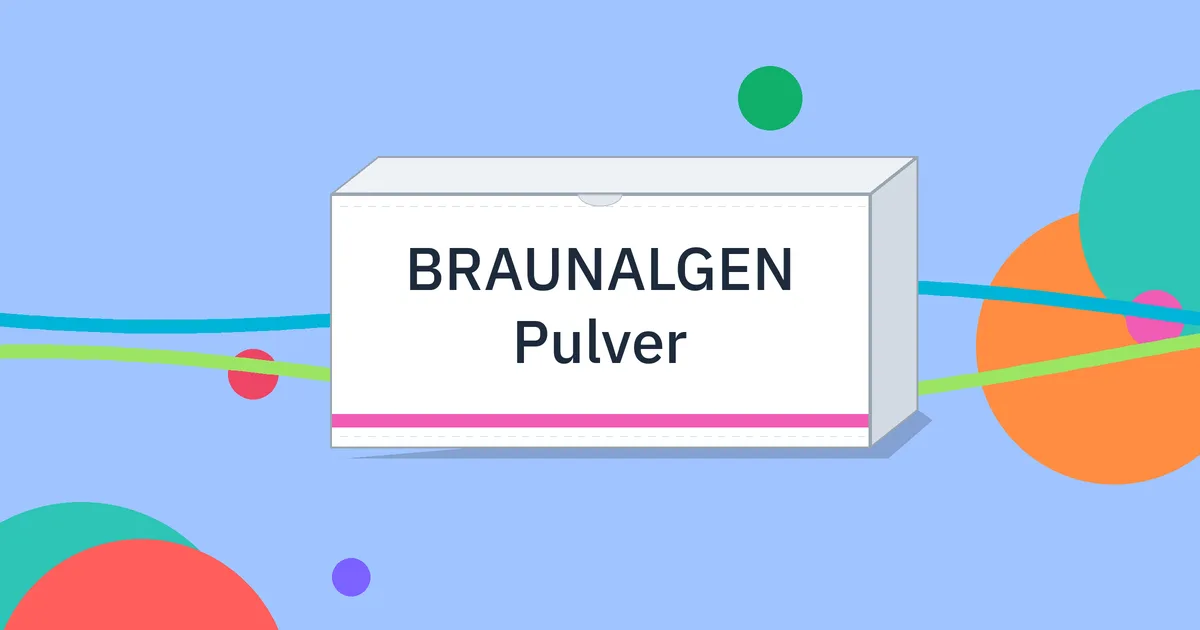 Symbolbild: Packung mit der Aufschrift BRAUNALGEN Pulver (PZN 01450308) – Verfügbarkeit und Bezug in Apotheken in Frankfurt am Main
