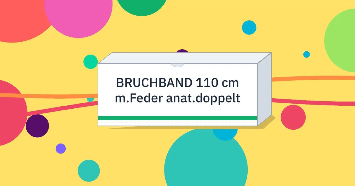Symbolbild: Packung mit der Aufschrift BRUCHBAND 110 cm m.Feder anat.doppelt (PZN 02007756) – Verfügbarkeit und Bezug in Apotheken in Frankfurt am Main