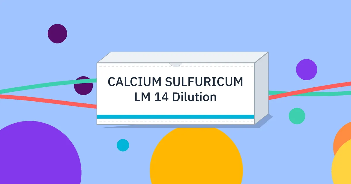 Symbolbild: Packung mit der Aufschrift CALCIUM SULFURICUM LM 14 Dilution (PZN 12806990) – Verfügbarkeit und Bezug in Apotheken in Frankfurt am Main