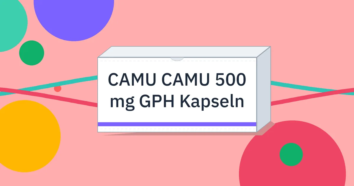 Symbolbild: Packung mit der Aufschrift CAMU CAMU 500 mg GPH Kapseln (PZN 09721706) – Verfügbarkeit und Bezug in Apotheken in Frankfurt am Main