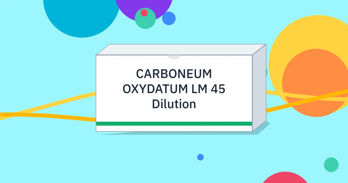 Symbolbild: Packung mit der Aufschrift CARBONEUM OXYDATUM LM 45 Dilution (PZN 13428900) – Verfügbarkeit und Bezug in Apotheken in Frankfurt am Main