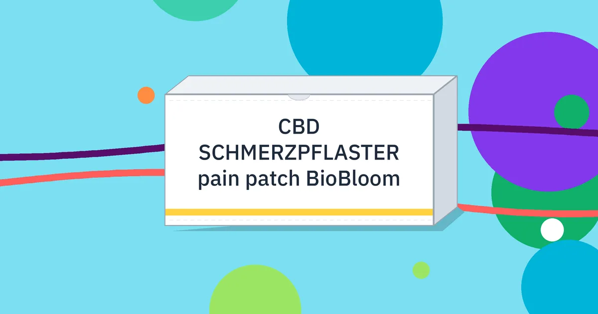 Symbolbild: Packung mit der Aufschrift CBD SCHMERZPFLASTER pain patch BioBloom (PZN 18649379) – Verfügbarkeit und Bezug in Apotheken in Frankfurt am Main