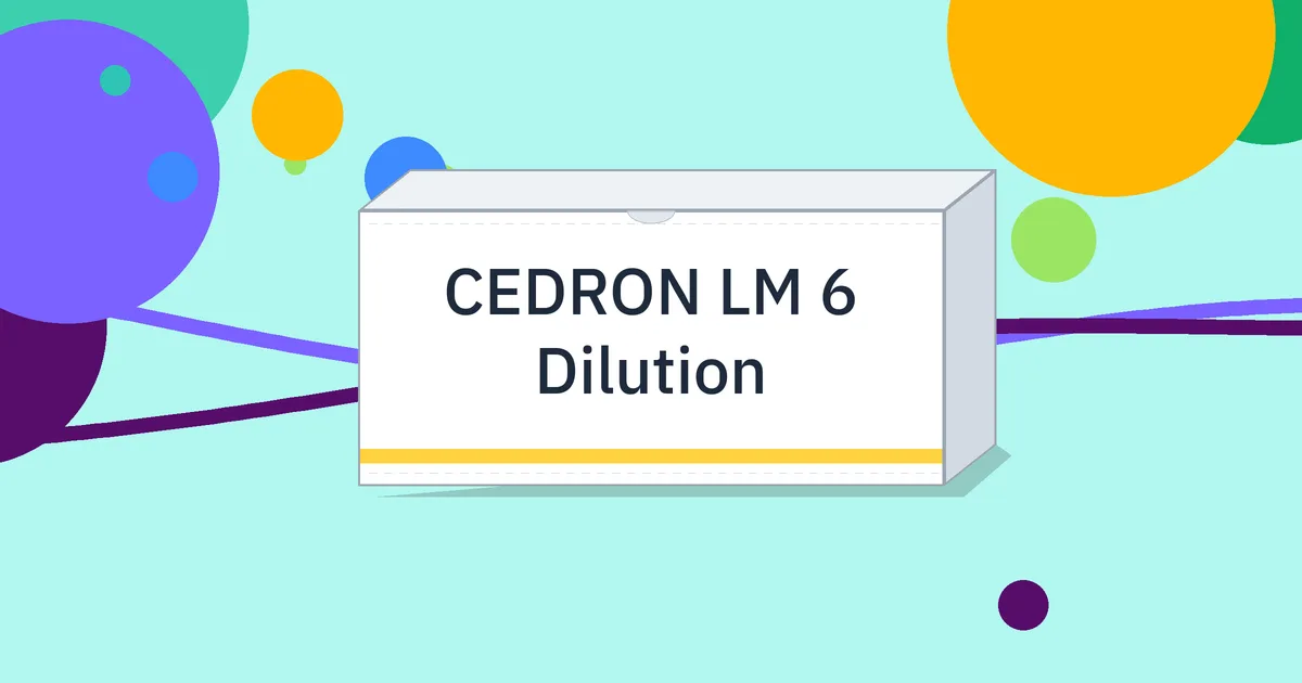 Symbolbild: Packung mit der Aufschrift CEDRON LM 6 Dilution (PZN 13435604) – Verfügbarkeit und Bezug in Apotheken in Frankfurt am Main