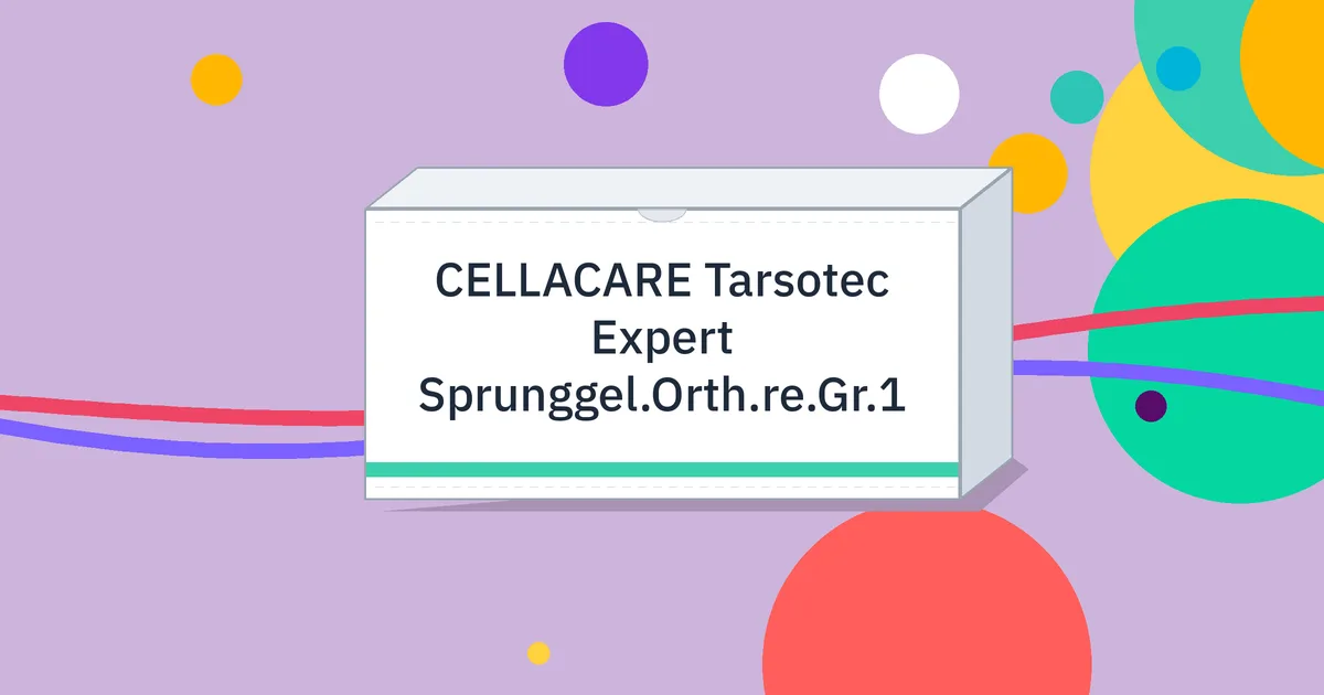 Symbolbild: Packung mit der Aufschrift CELLACARE Tarsotec Expert Sprunggel.Orth.re.Gr.1 (PZN 12478244) – Verfügbarkeit und Bezug in Apotheken in Frankfurt am Main