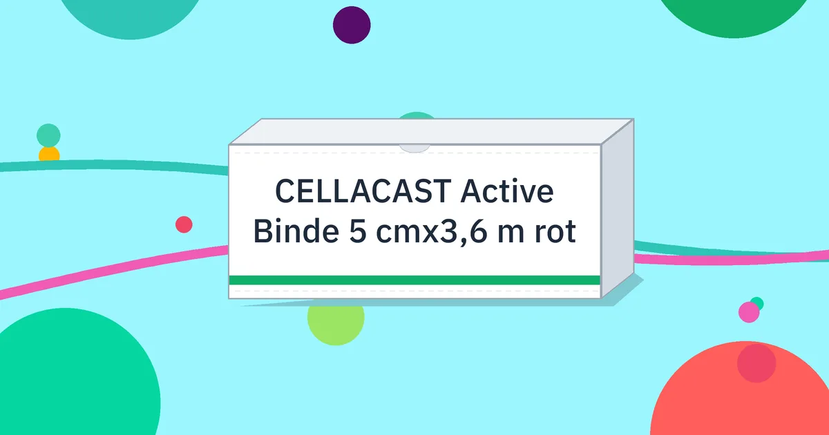 Symbolbild: Packung mit der Aufschrift CELLACAST Active Binde 5 cmx3,6 m rot (PZN 14251533) – Verfügbarkeit und Bezug in Apotheken in Frankfurt am Main