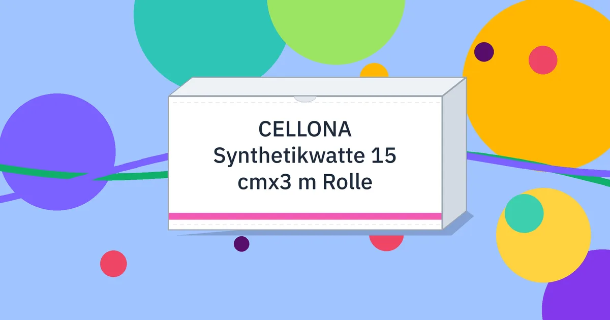 Symbolbild: Packung mit der Aufschrift CELLONA Synthetikwatte 15 cmx3 m Rolle (PZN 02754192) – Verfügbarkeit und Bezug in Apotheken in Frankfurt am Main