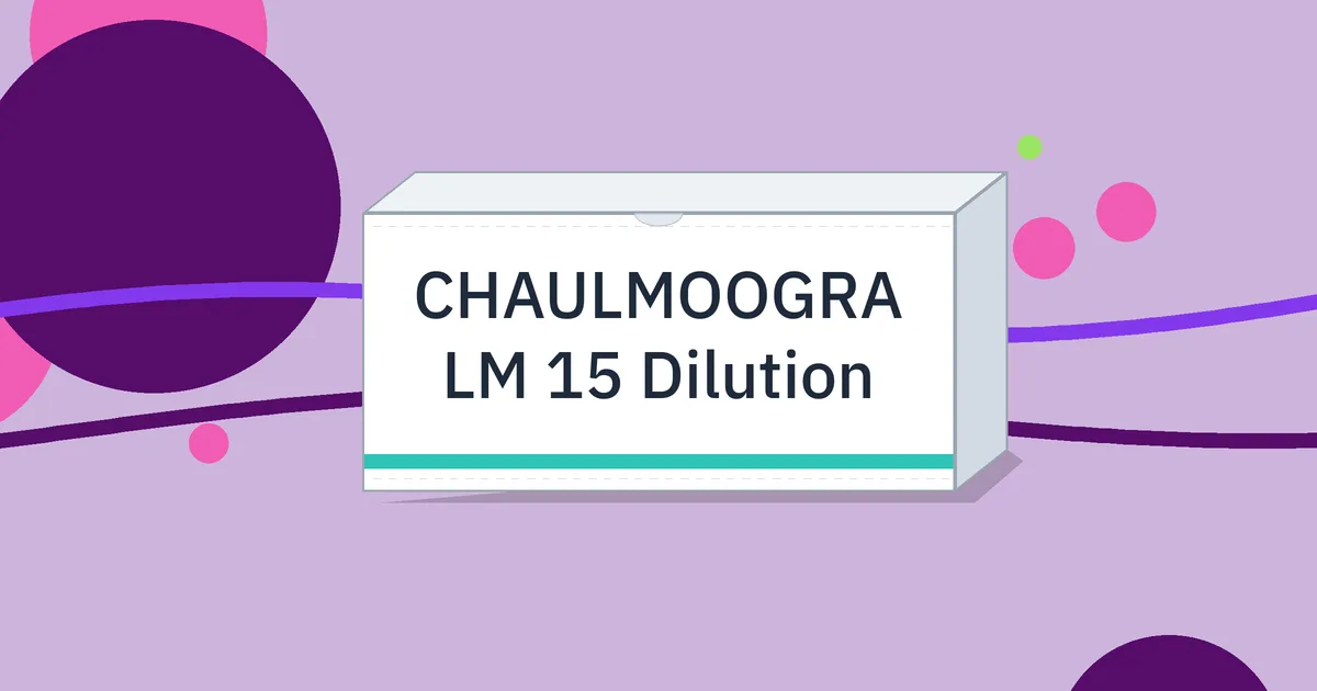 Symbolbild: Packung mit der Aufschrift CHAULMOOGRA LM 15 Dilution (PZN 13439016) – Verfügbarkeit und Bezug in Apotheken in Frankfurt am Main