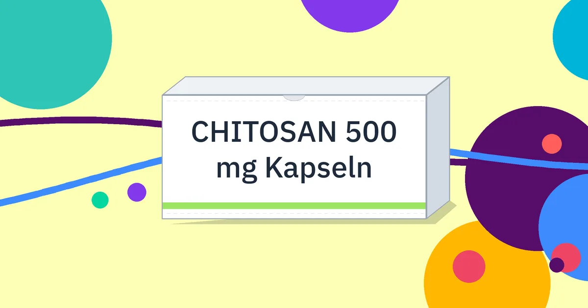 Symbolbild: Packung mit der Aufschrift CHITOSAN 500 mg Kapseln (PZN 00862799) – Verfügbarkeit und Bezug in Apotheken in Frankfurt am Main