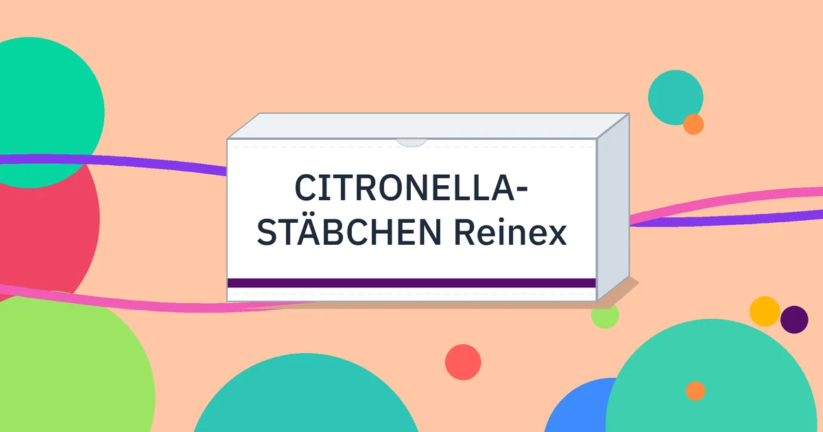 Symbolbild: Packung mit der Aufschrift CITRONELLA-STÄBCHEN Reinex (PZN 19960843) – Verfügbarkeit und Bezug in Apotheken in Frankfurt am Main