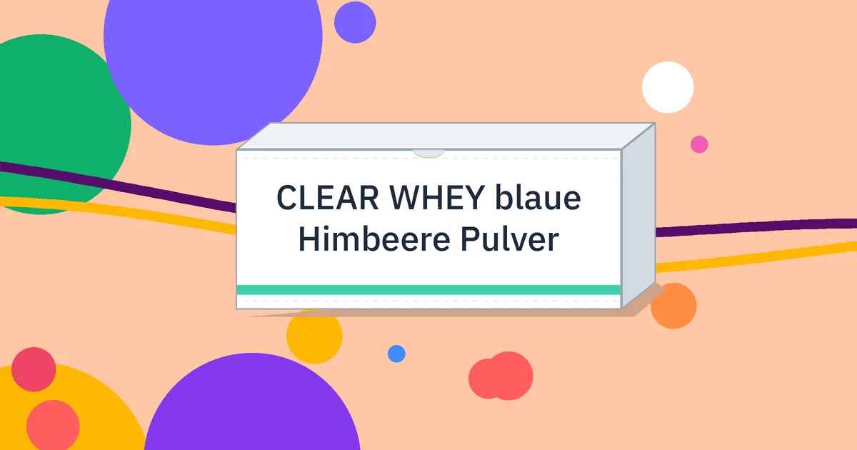 Symbolbild: Packung mit der Aufschrift CLEAR WHEY blaue Himbeere Pulver (PZN 19995126) – Verfügbarkeit und Bezug in Apotheken in Frankfurt am Main
