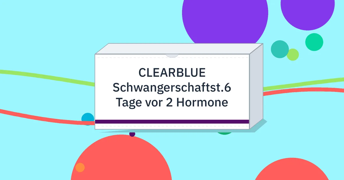 Symbolbild: Packung mit der Aufschrift CLEARBLUE Schwangerschaftst.6 Tage vor 2 Hormone (PZN 20108426) – Verfügbarkeit und Bezug in Apotheken in Frankfurt am Main