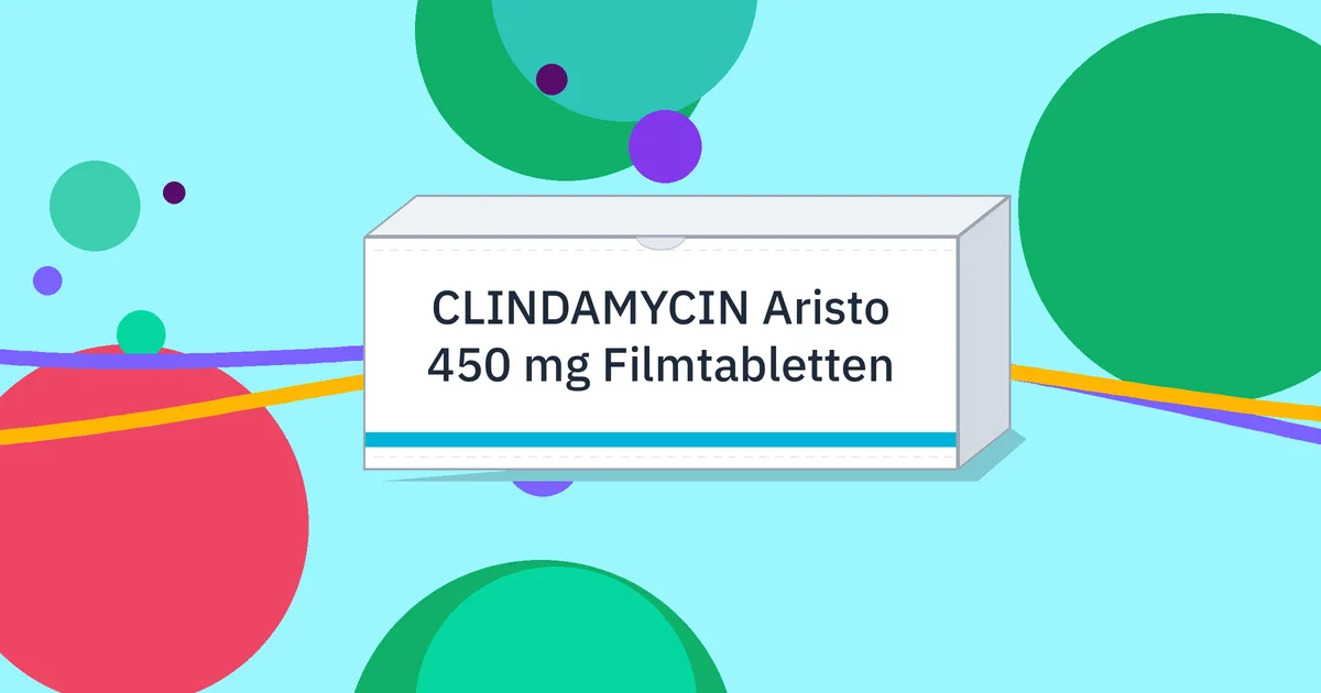 Symbolbild: Packung mit der Aufschrift CLINDAMYCIN Aristo 450 mg Filmtabletten (PZN 00141485) – Verfügbarkeit und Bezug in Apotheken in Frankfurt am Main