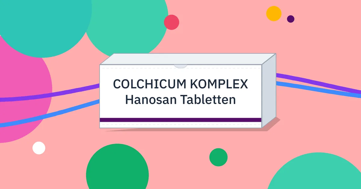 Symbolbild: Packung mit der Aufschrift COLCHICUM KOMPLEX Hanosan Tabletten (PZN 09268678) – Verfügbarkeit und Bezug in Apotheken in Frankfurt am Main
