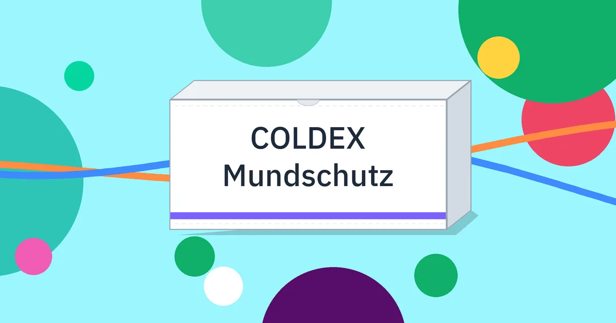 Symbolbild: Packung mit der Aufschrift COLDEX Mundschutz (PZN 08692635) – Verfügbarkeit und Bezug in Apotheken in Frankfurt am Main