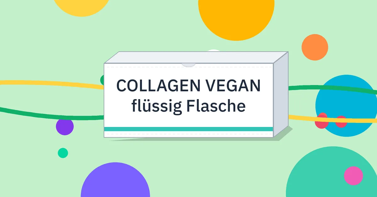 Symbolbild: Packung mit der Aufschrift COLLAGEN VEGAN flüssig Flasche (PZN 19269383) – Verfügbarkeit und Bezug in Apotheken in Frankfurt am Main