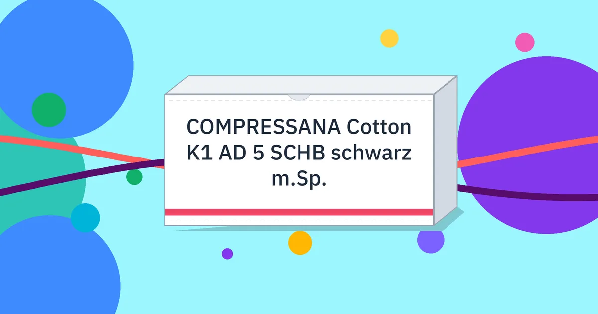 Symbolbild: Packung mit der Aufschrift COMPRESSANA Cotton K1 AD 5 SCHB schwarz m.Sp. (PZN 16959041) – Verfügbarkeit und Bezug in Apotheken in Frankfurt am Main