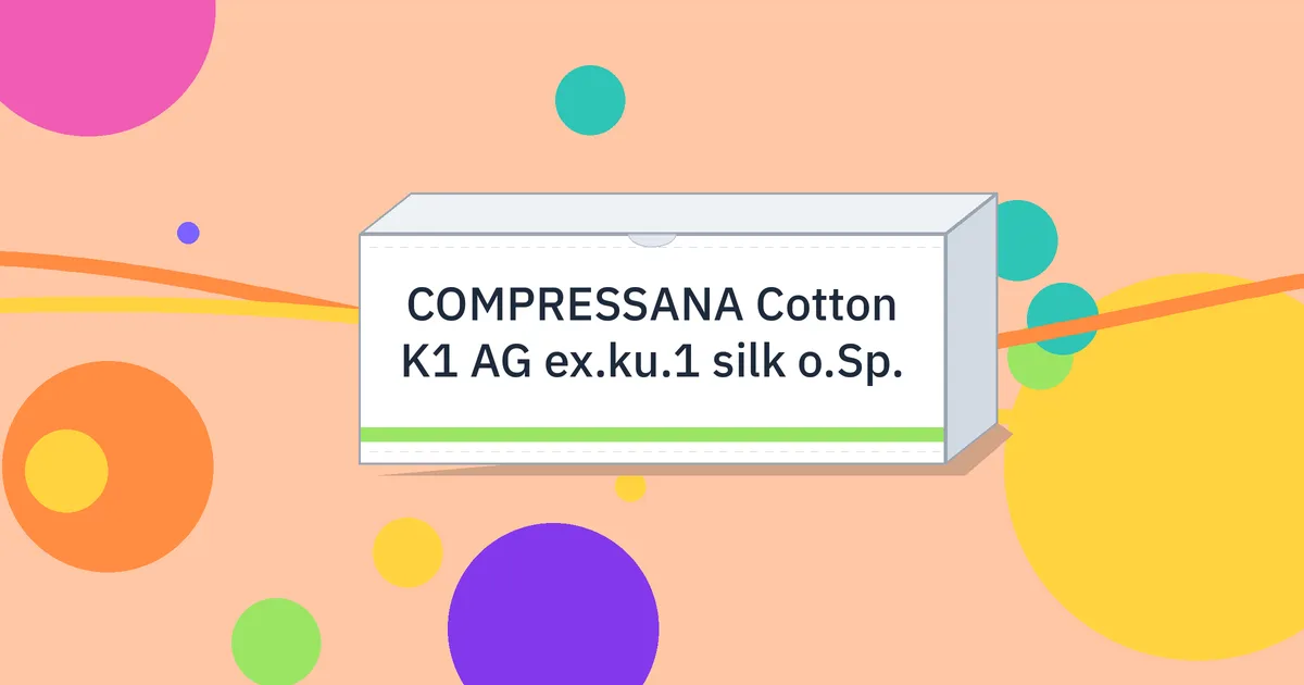 Symbolbild: Packung mit der Aufschrift COMPRESSANA Cotton K1 AG ex.ku.1 silk o.Sp. (PZN 11395013) – Verfügbarkeit und Bezug in Apotheken in Frankfurt am Main