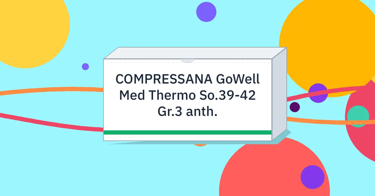 Symbolbild: Packung mit der Aufschrift COMPRESSANA GoWell Med Thermo So.39-42 Gr.3 anth. (PZN 03104912) – Verfügbarkeit und Bezug in Apotheken in Frankfurt am Main